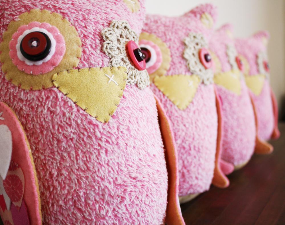 Boobeloobie Large Orli The Owl In Pink, Cream And White Accents With ...